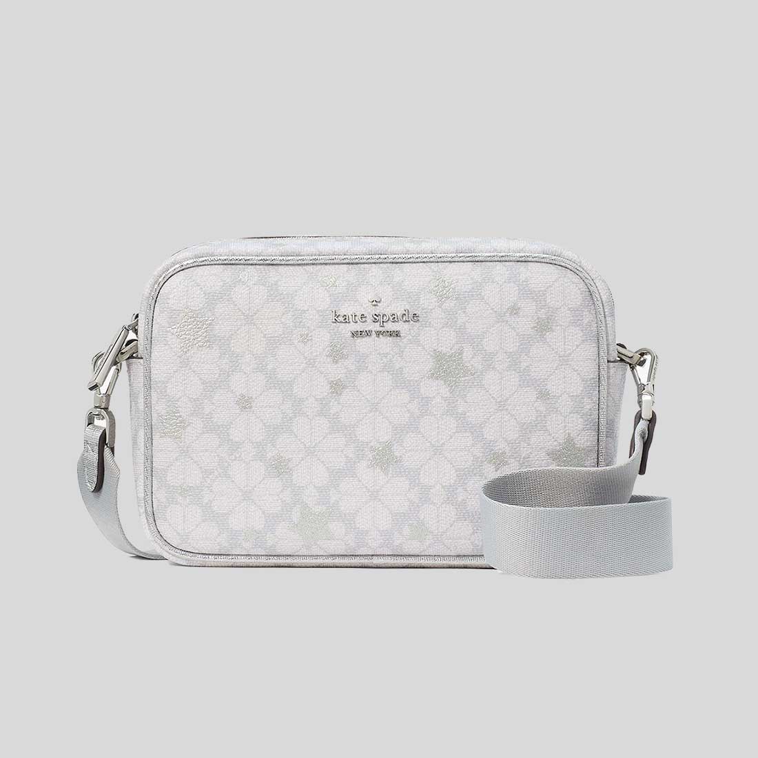 KATE SPADE Spade Flower Star Toss Mini Camera Bag Platinum Grey Multi