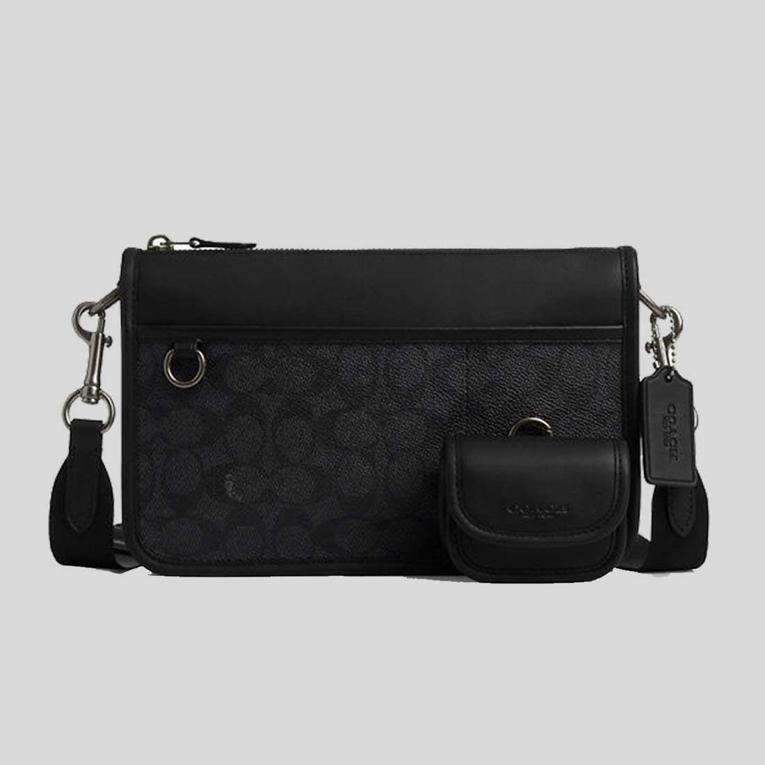 COACH Heritage Convertible Crossbody In Signature Canvas Charcoal/Blac