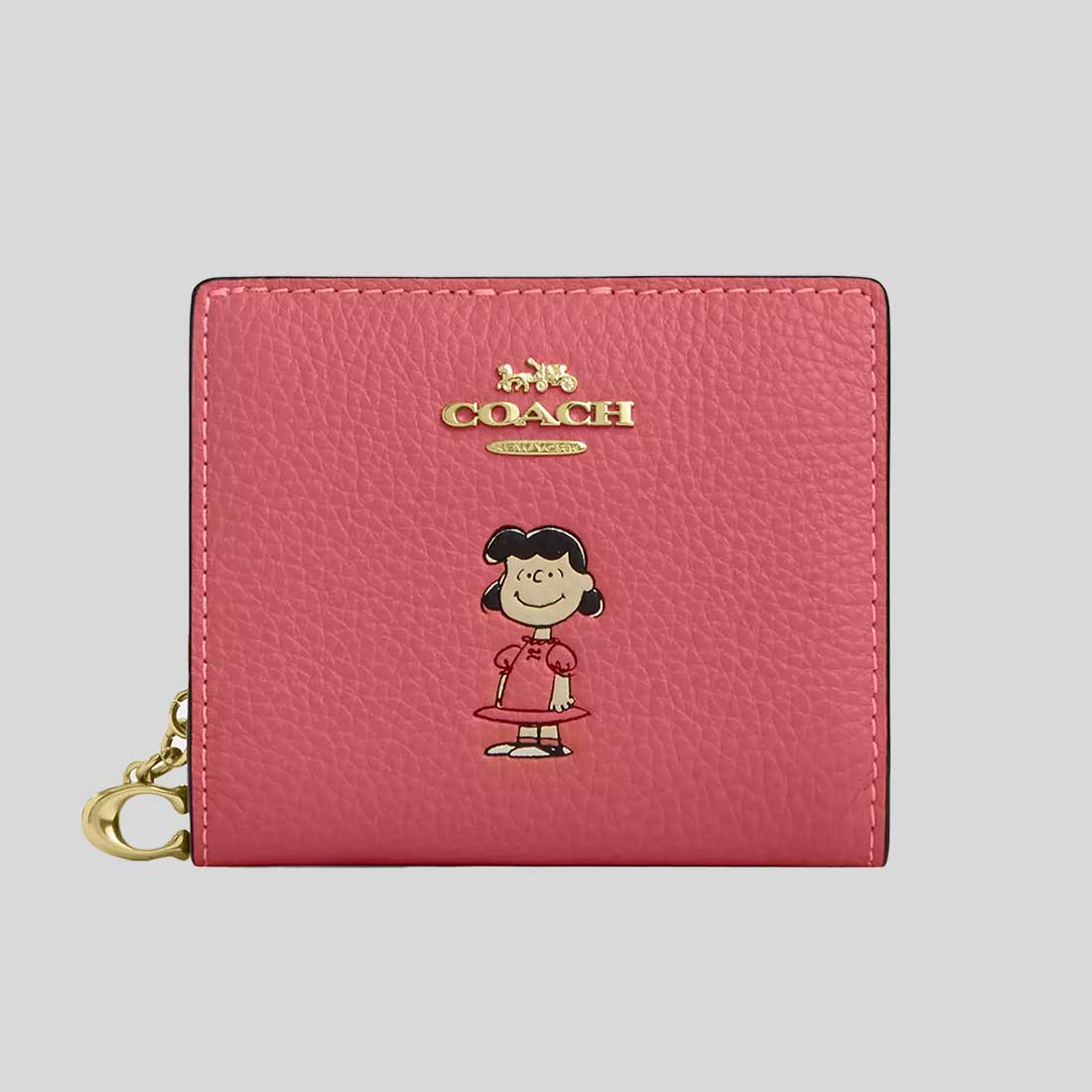COACH Coach X Peanuts Snap Wallet With Lucy Bright Coral Multi CBN89
