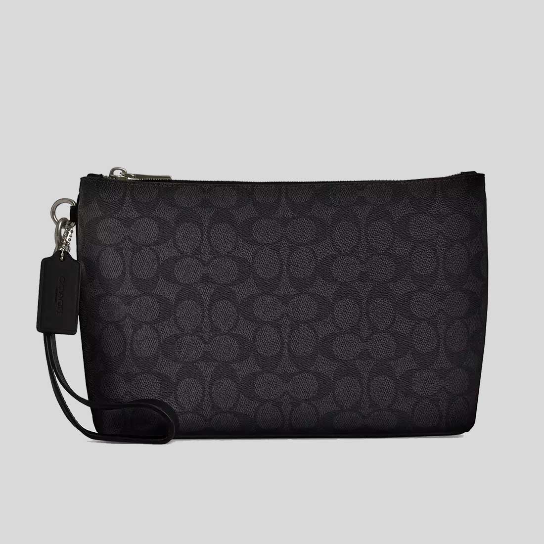 COACH Pouch In Signature Canvas Charcoal/Black CCF32