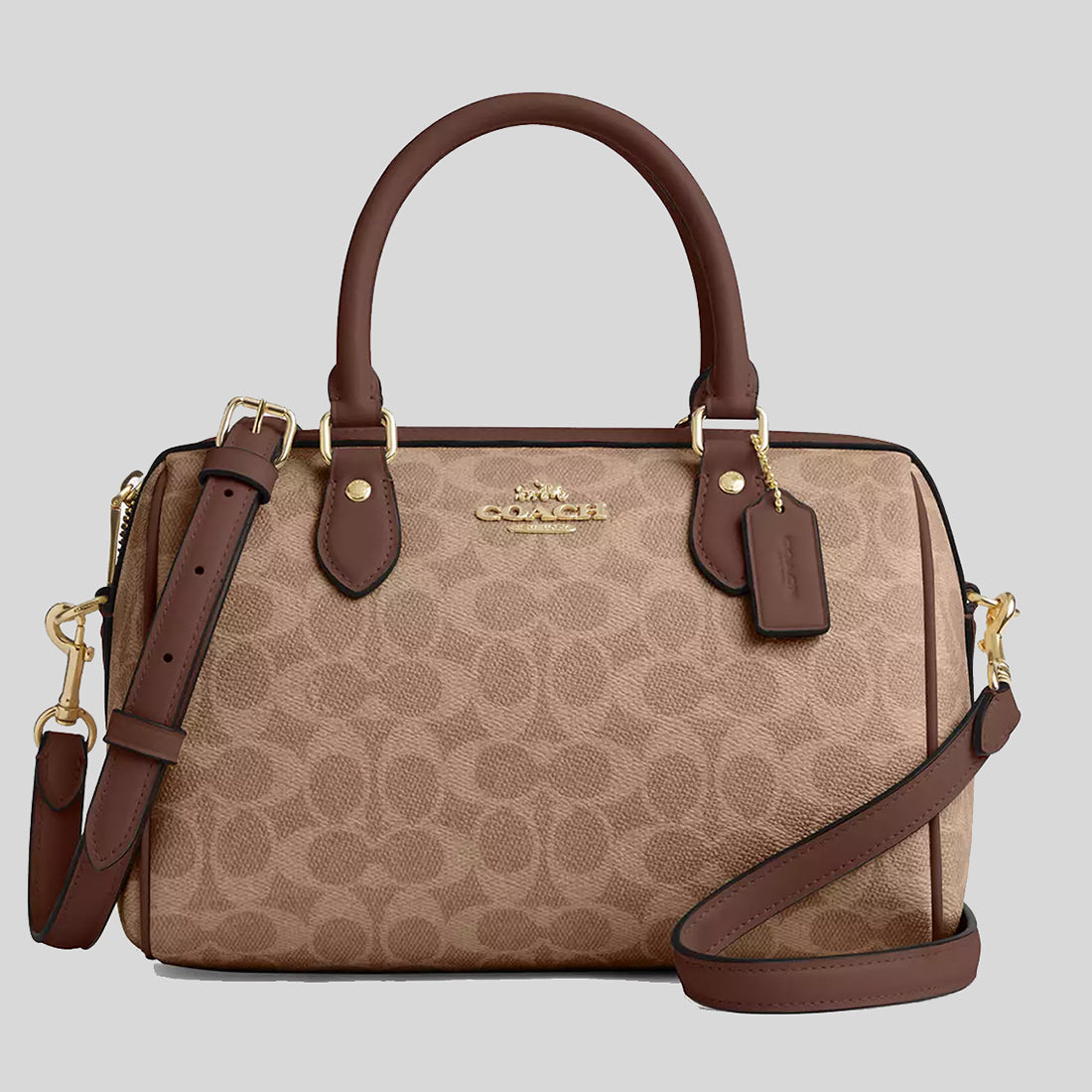 COACH Rowan Satchel Bag In Signature Canvas Tan/Brown CV961 – LussoCitta