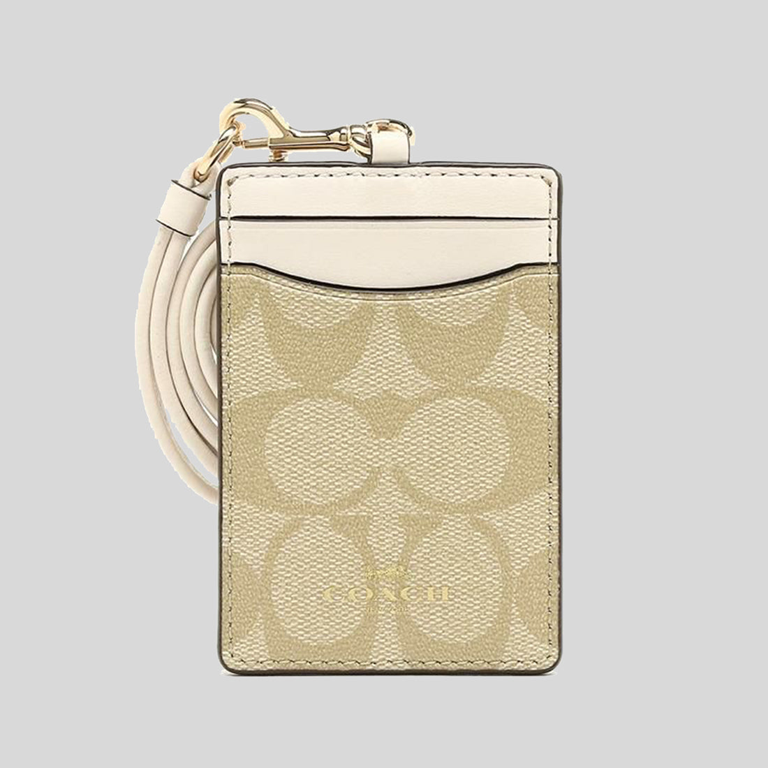 COACH ID Lanyard In Signature Canvas Light Khaki/Chalk 63274