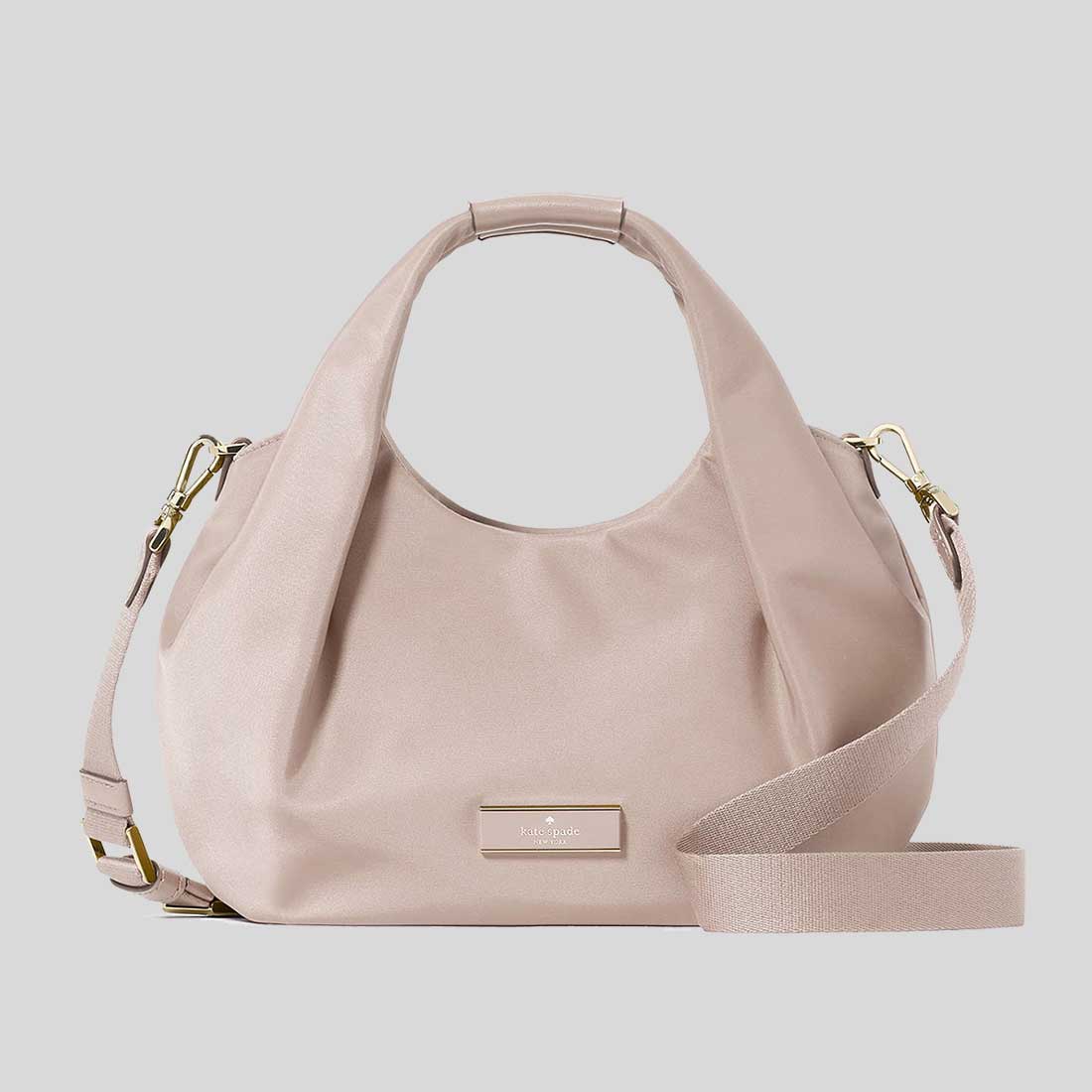 KATE SPADE Carter Nylon Small Pleated Crossbody Bag Cozy Grey KL965